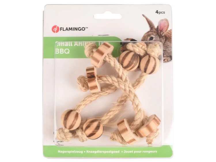 Flamingo Toy BBQ Beads with rope Light brown 15 cm | Gnavernes Univers
